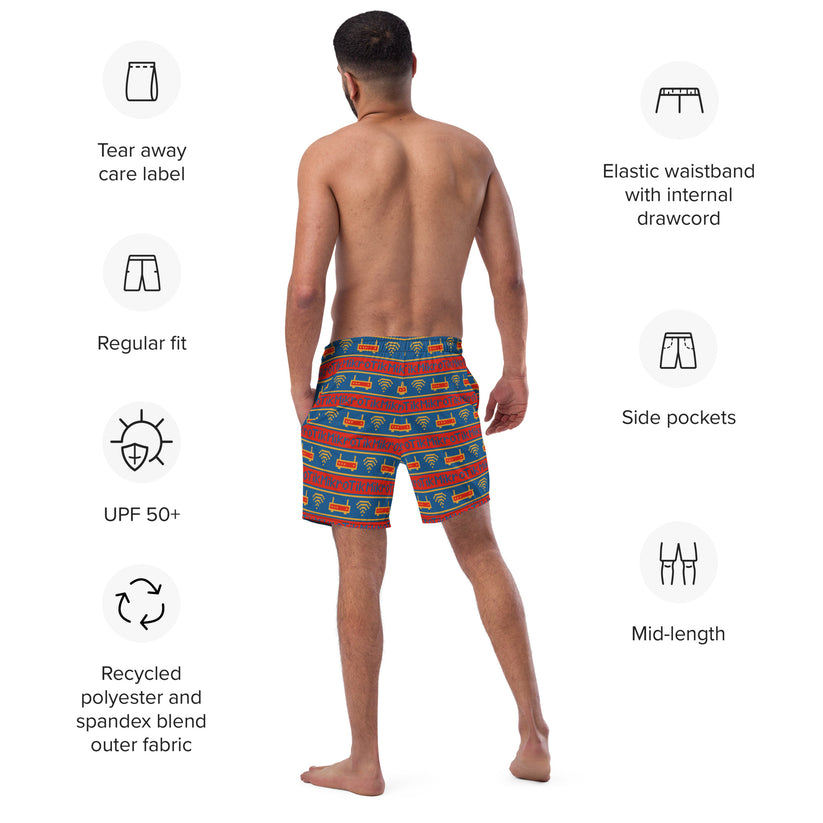 All-Over Print Recycled Swim Trunks – mikrotik-merch